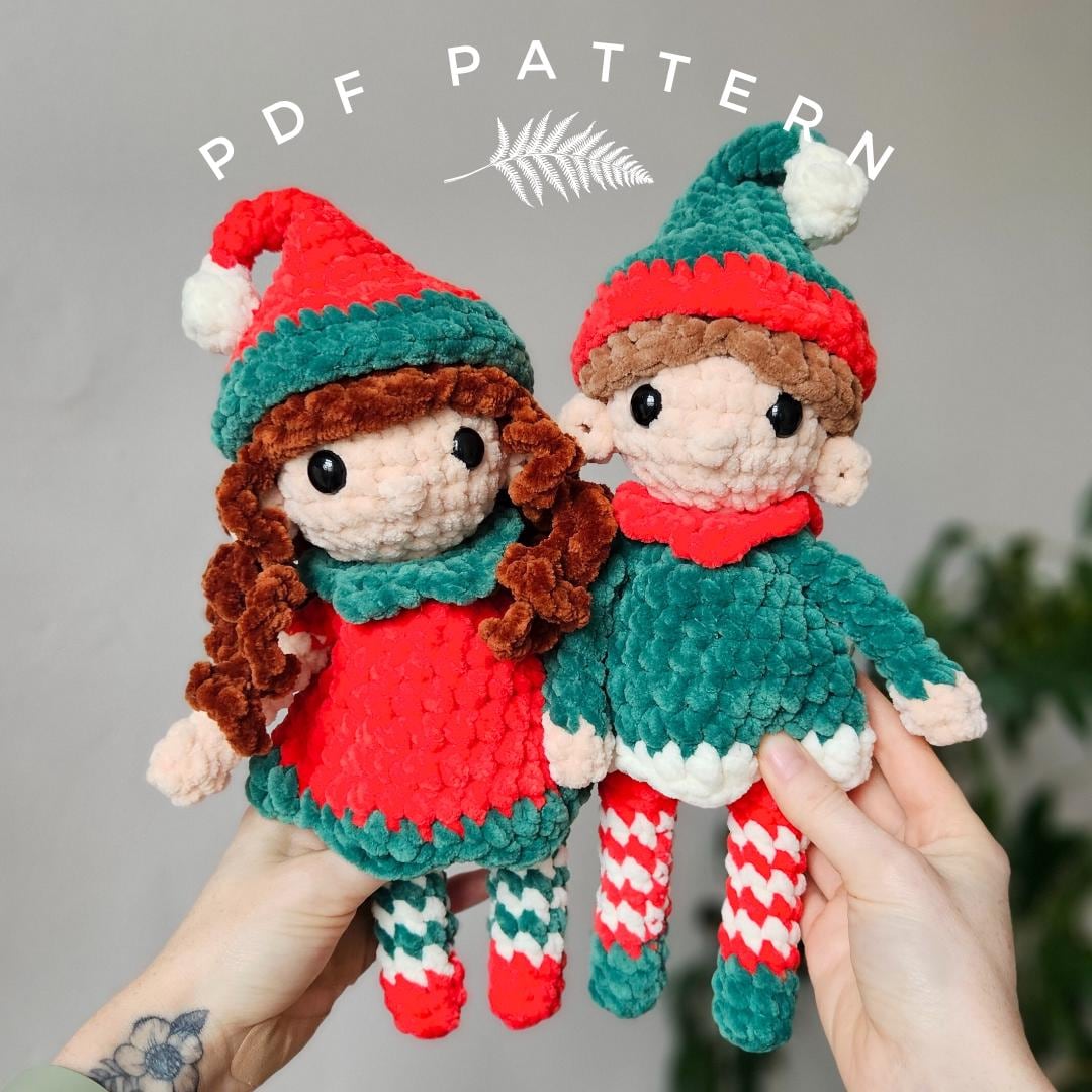 Evie & Evan Crochet Elf Pattern: Christmas Plush Doll (PDF Pattern) - Etsy