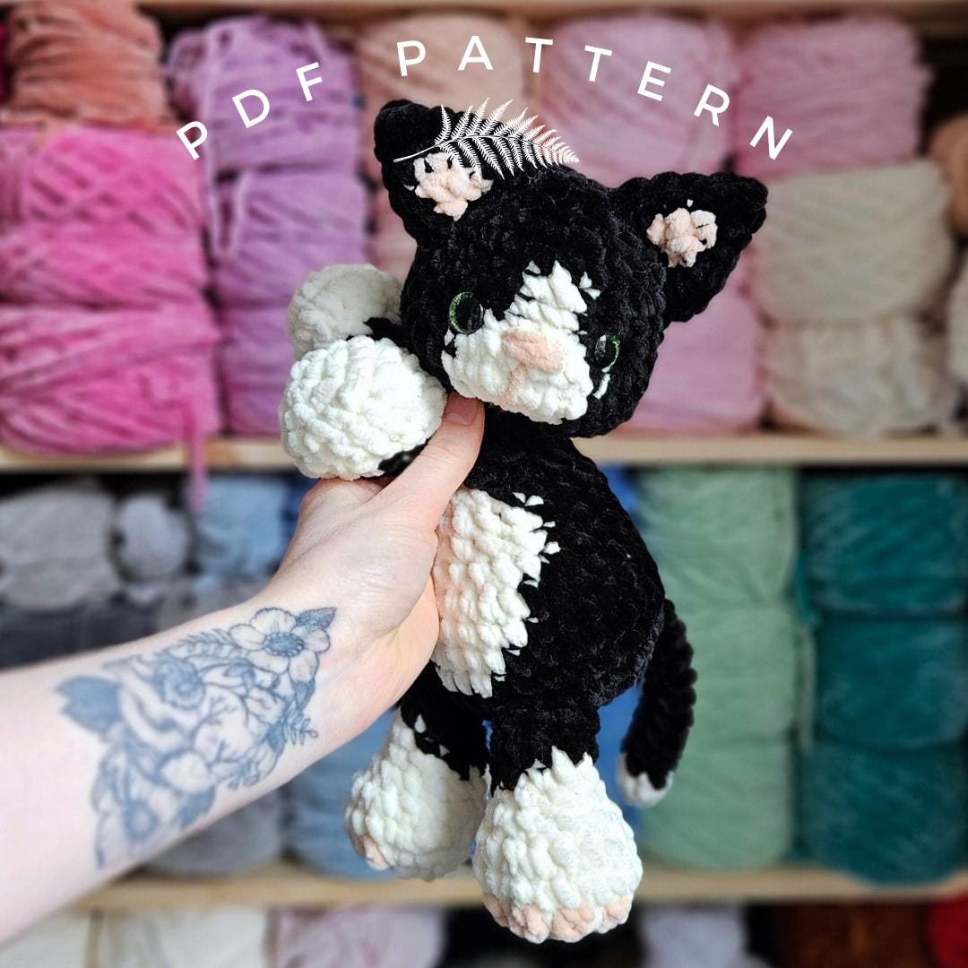 Tux the Tuxedo Cat - PDF Crochet Pattern - LOW SEW Kitty Plushie ...
