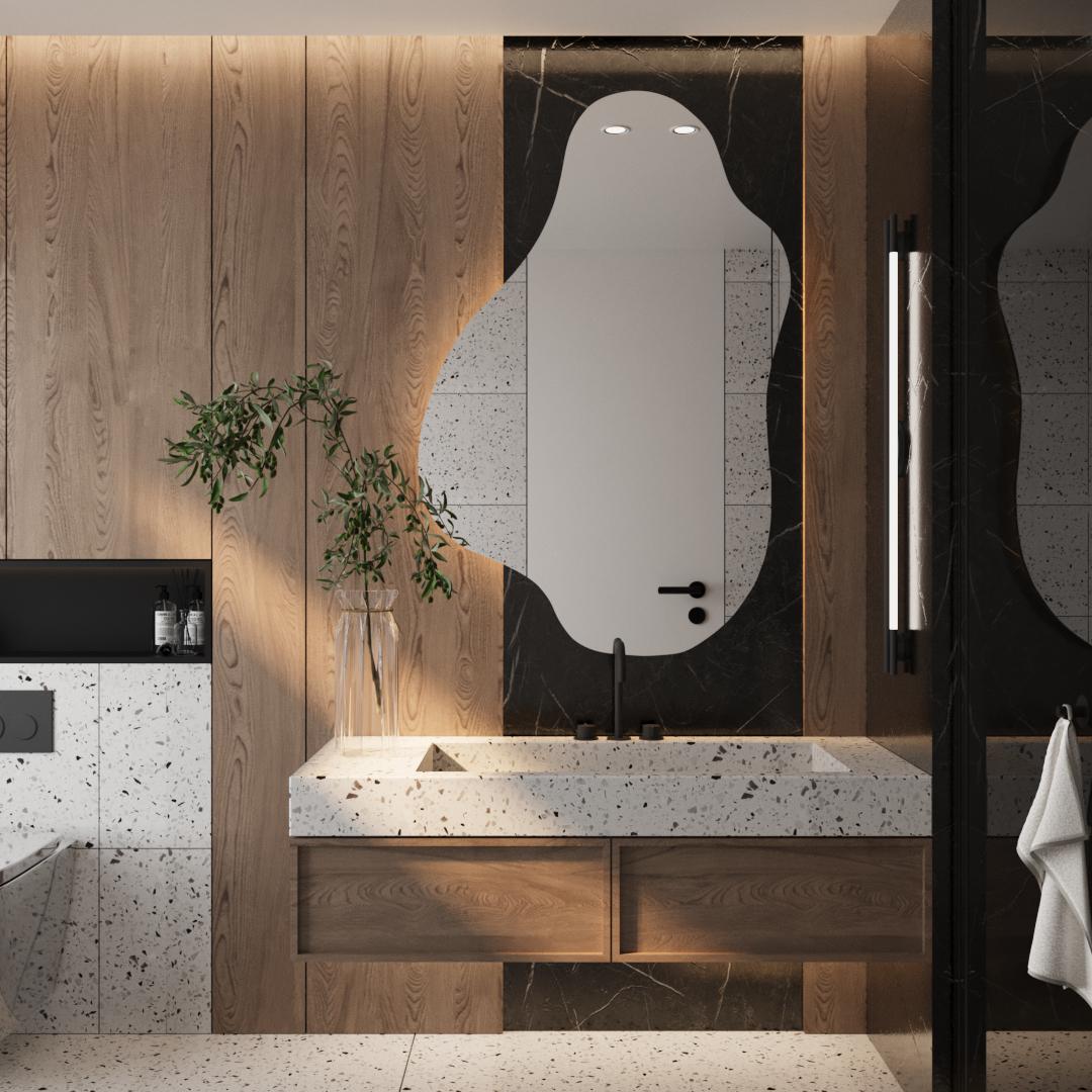 Irregular Bathroom Mirror, Backlit LED Illuminated Mirror, Asymmetric ...