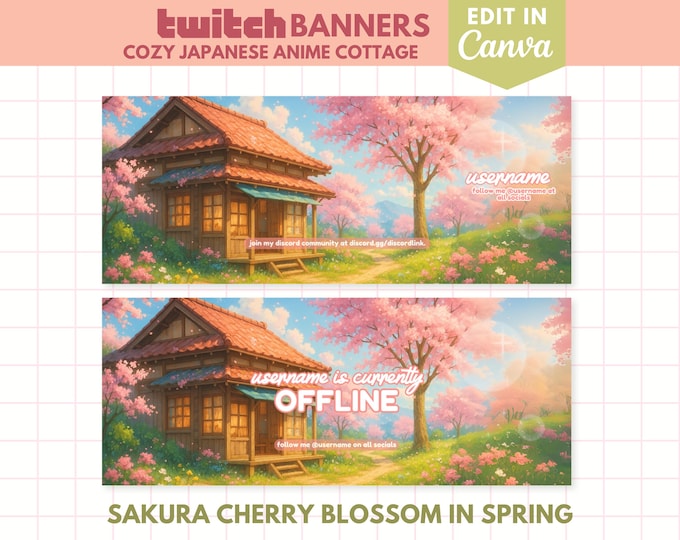 Japandi Anime Twitch Banner, Twitch Stream Banner, Lofi Light Stream ...