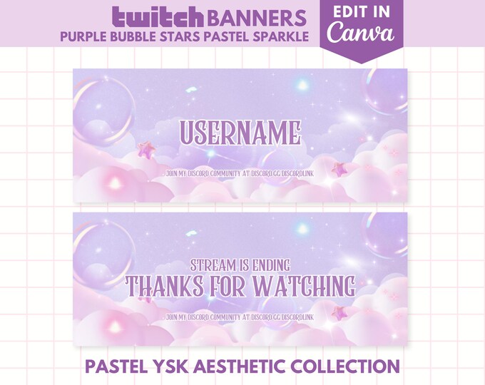 Celestial Y2K Twitch Banner Template Moon Stars Planet Sparkles ...