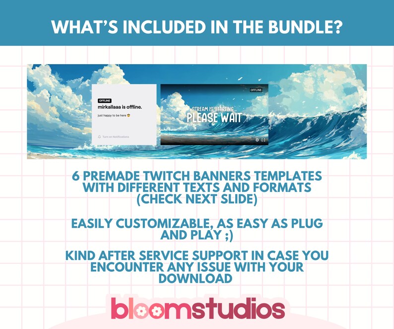 Studio Ghibli Kanagawa Wave Twitch Banner Template Beach Water Sparkle ...