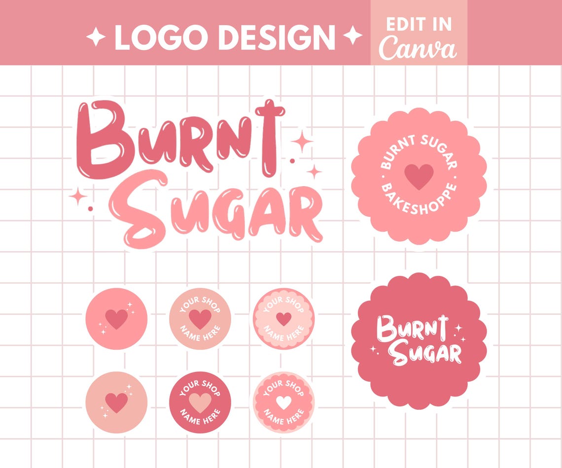 Editable Logo in Pink Girly Aesthetic Logo Design Customizable Colors ...