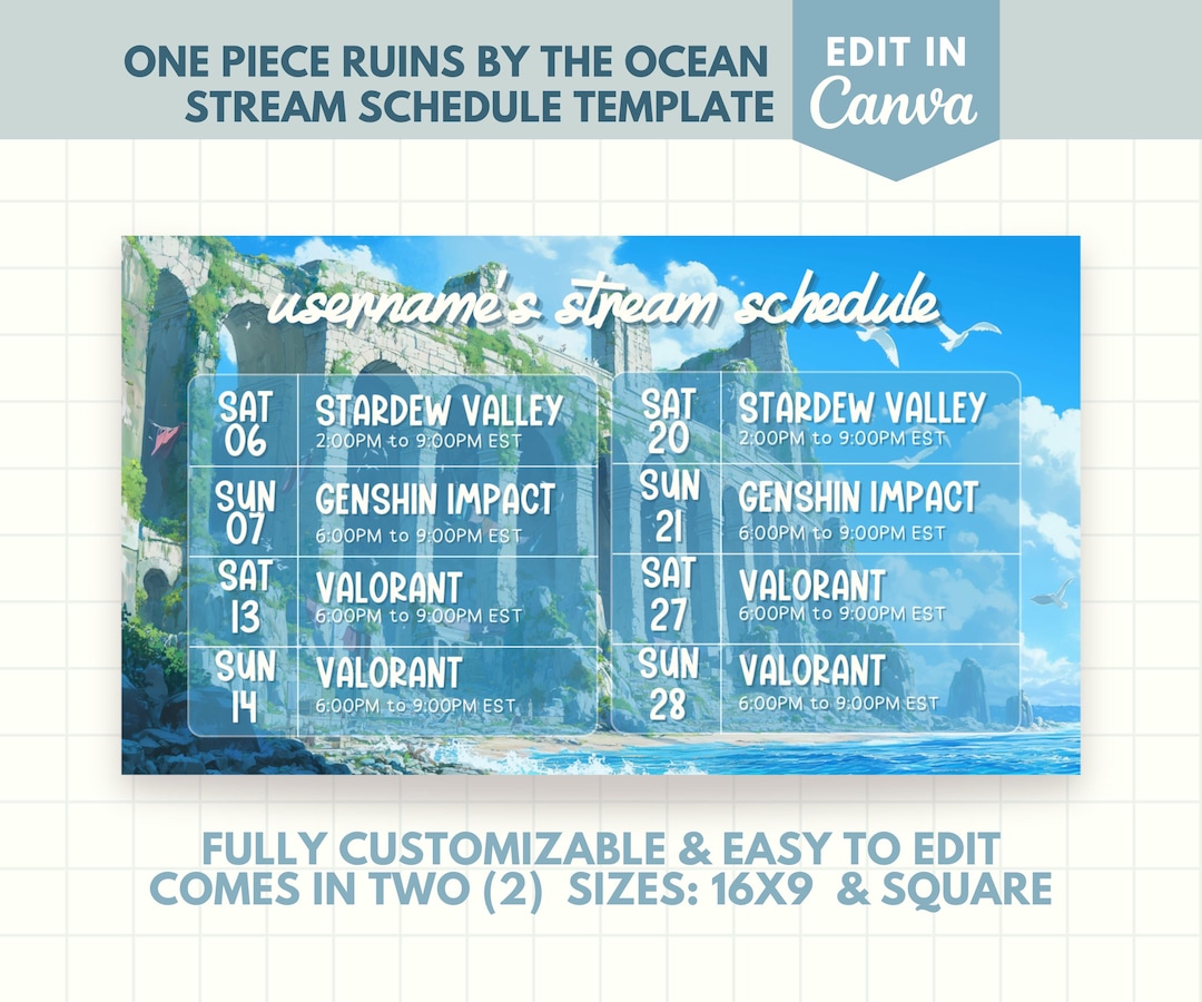Stream Schedule Vtuber Template Editable Customizable Twitch Banner for ...