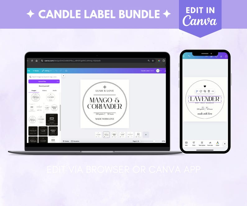 Modern Minimalist Candle Label Template: DIY Custom Stickers (canva ...