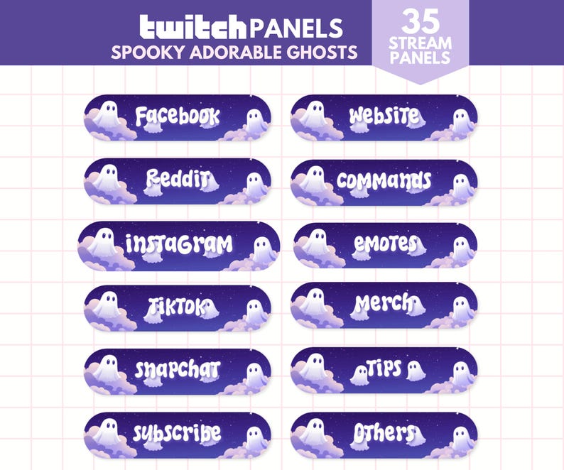 Ghost Twitch Panels: Spooky Purple Stream Graphics (35 Variations ...