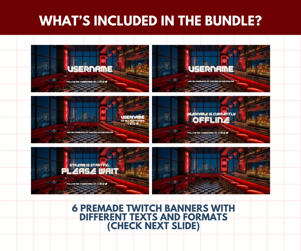 Japanese Twitch Vtuber Banner Template Anime Izakaya Retro Pub Editable ...