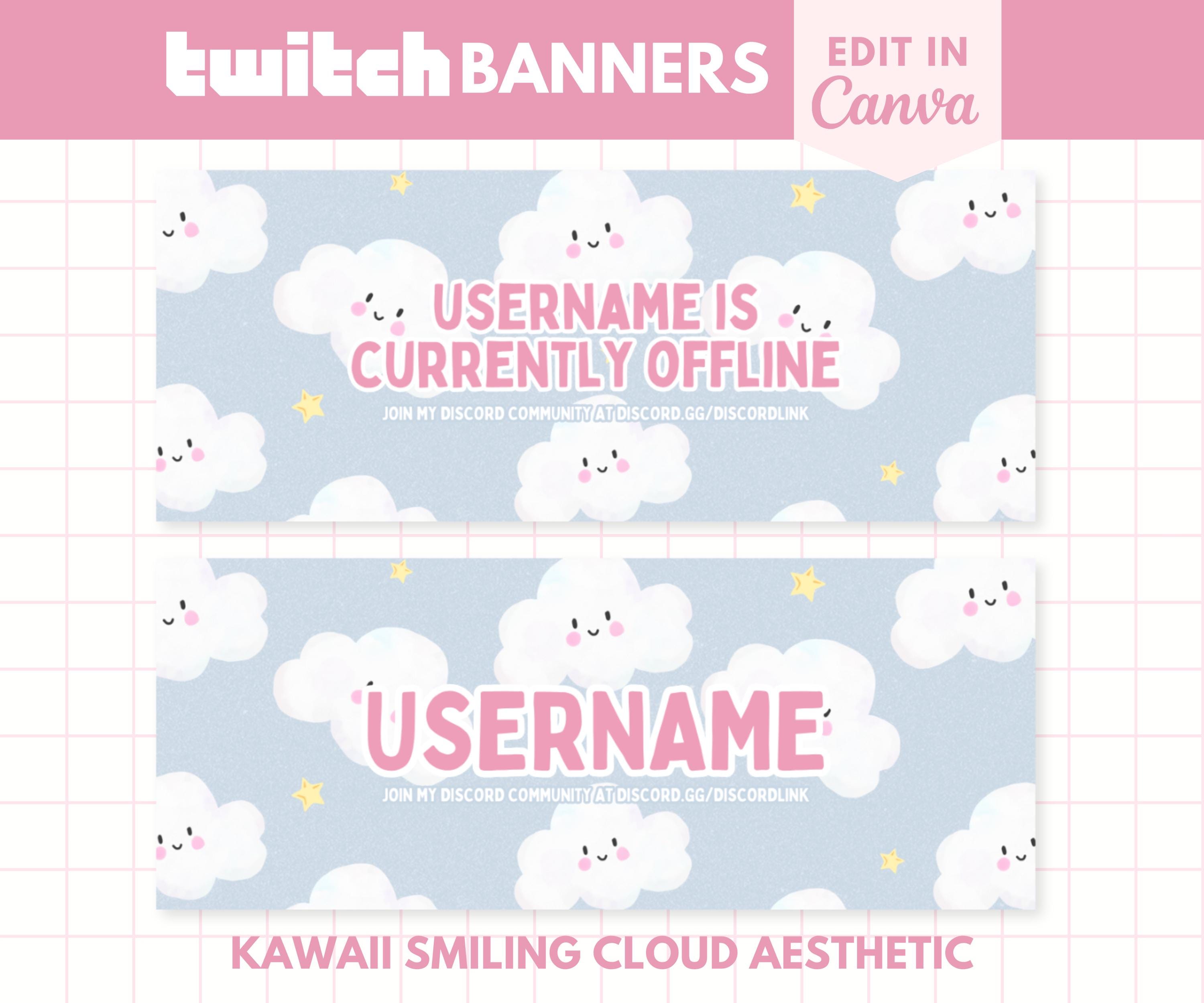 Pastel Twitch Banner Smiling Clouds Pastel Background Kawaii Editable ...