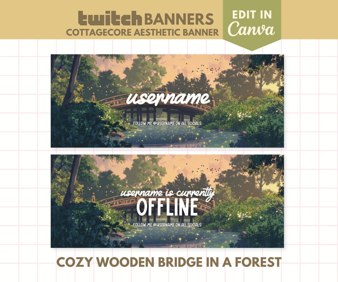 Cozy Cottagecore Ghibli Wooden Bridge Twitch Banner Background ...