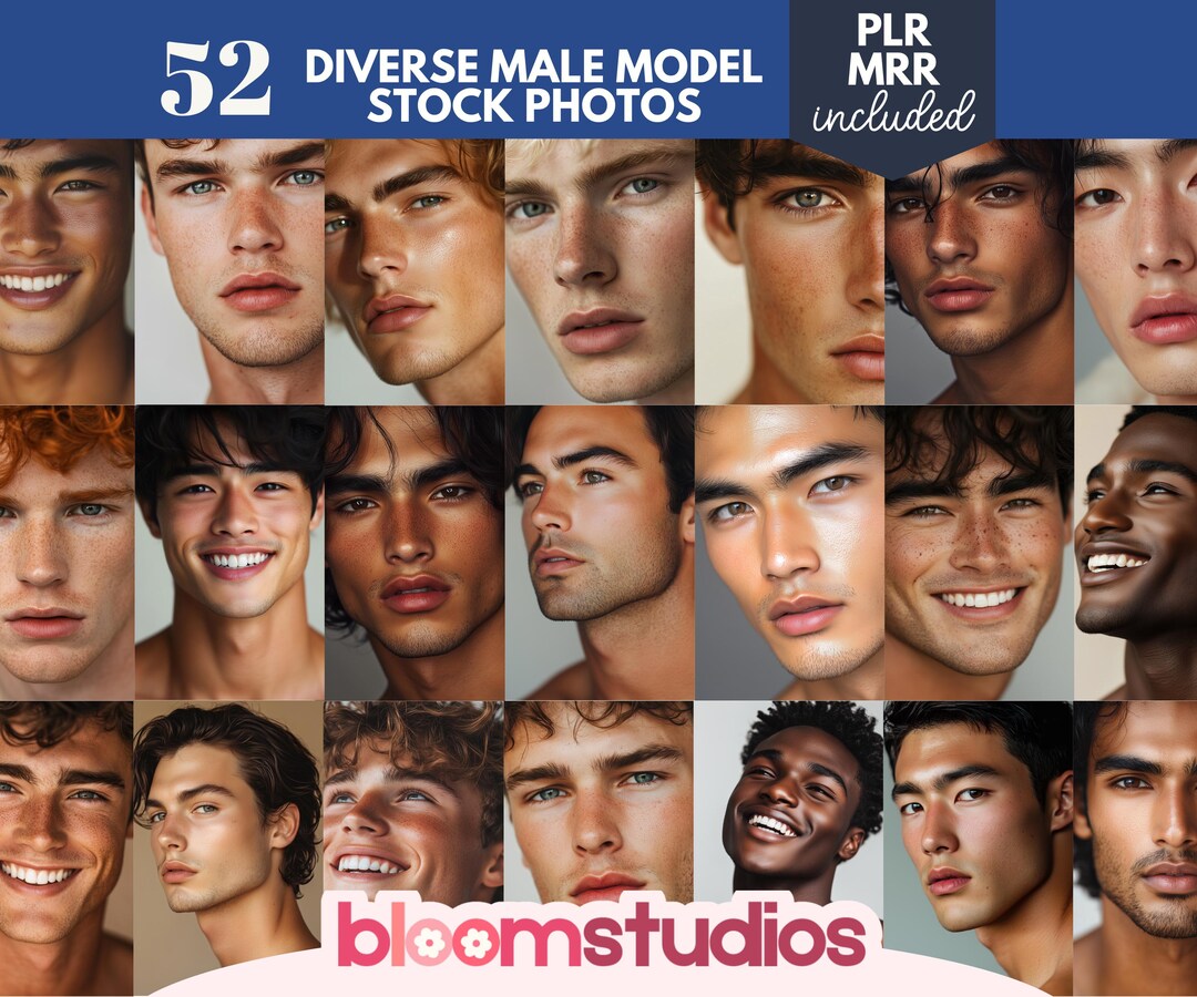 Diverse Male Model Stock Photo Bundle, Beauty & Lifestyle (MRR PLR) - Etsy