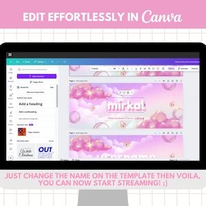 Twitch Banner Template Cute Clouds Sparkles Editable Customizable ...