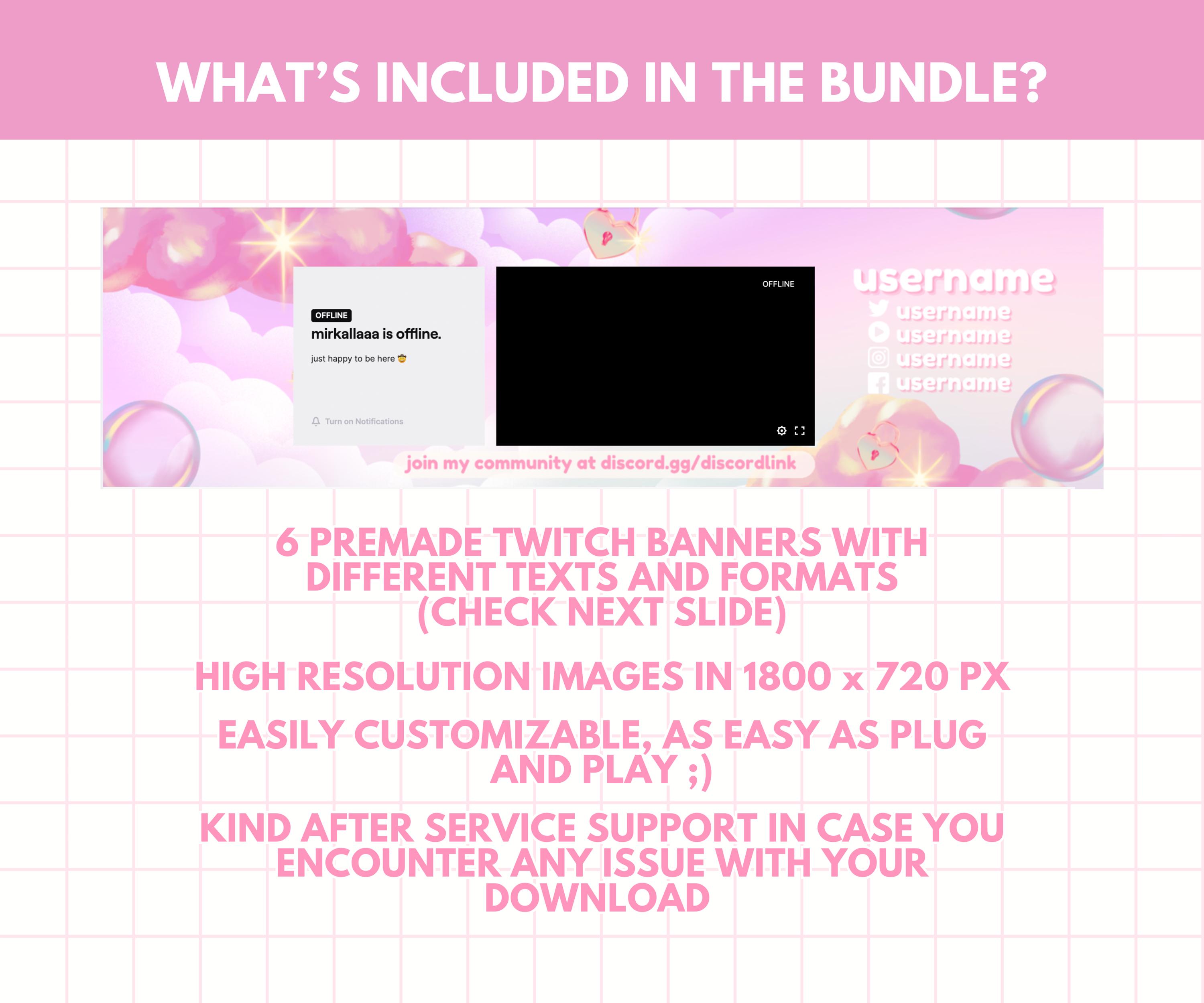 Twitch Banner Template Cute Clouds Sparkles Editable Customizable ...