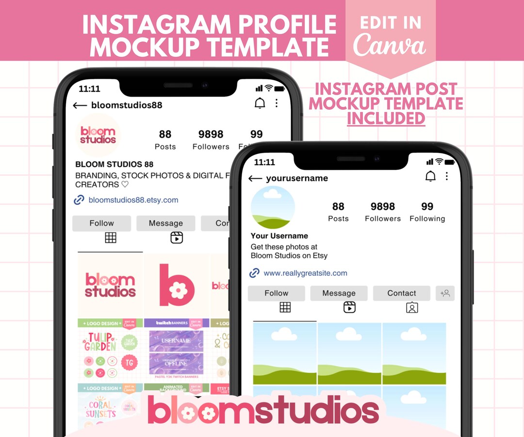 Instagram Profile Mock-up Editable Canva Templates, Social Media ...