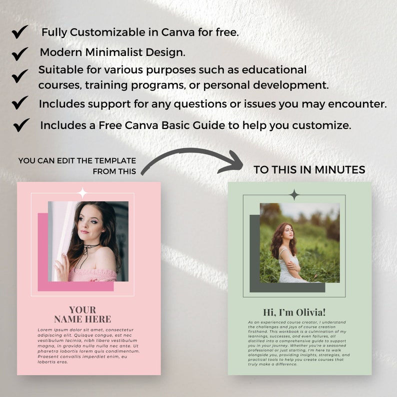 Canva Ebook Template Pink Workbook Template Ebook Pdf Ebook Cover Magazine Template Blogger ...