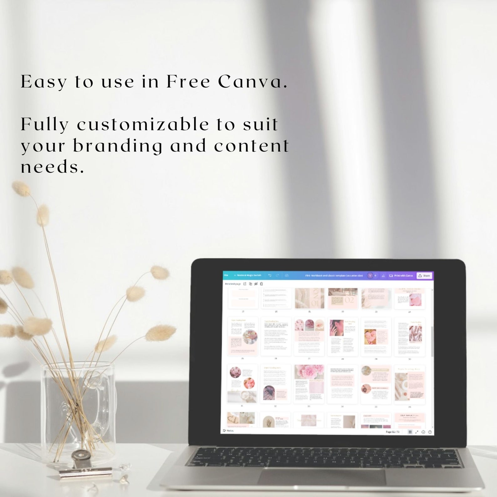 Ebook Template Canva Pink Ebook Cover Workbook Template Canva Course ...