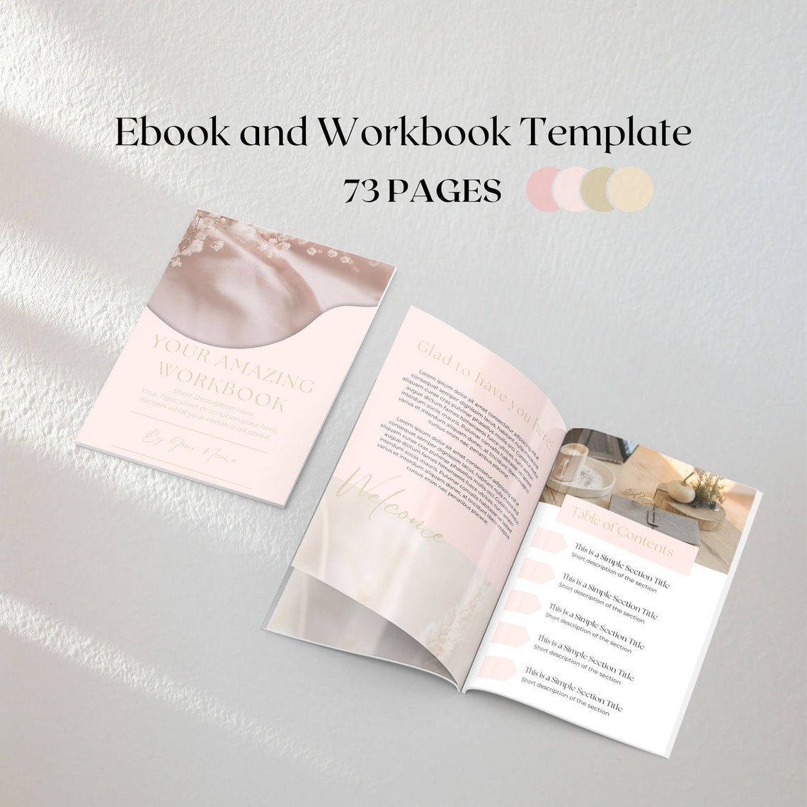 Ebook Template Canva Pink Ebook Cover Workbook Template Canva Course ...