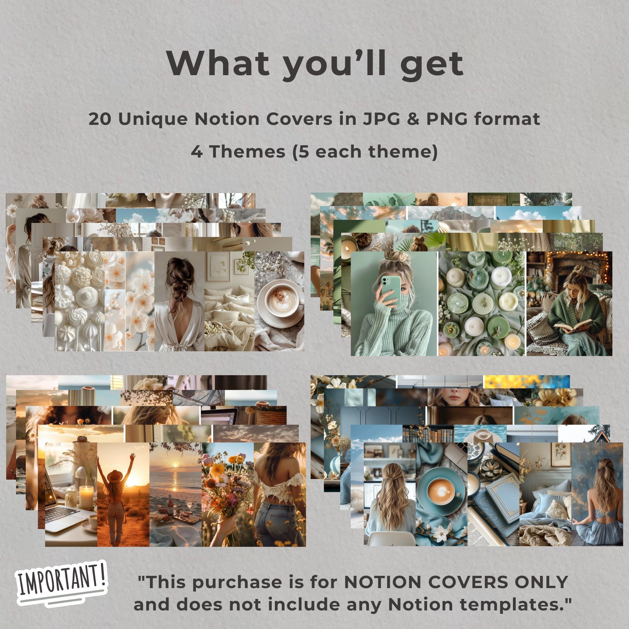 Aesthetic Notion Covers Minimalist Notion Covers PNG & JPG Boho Notion ...