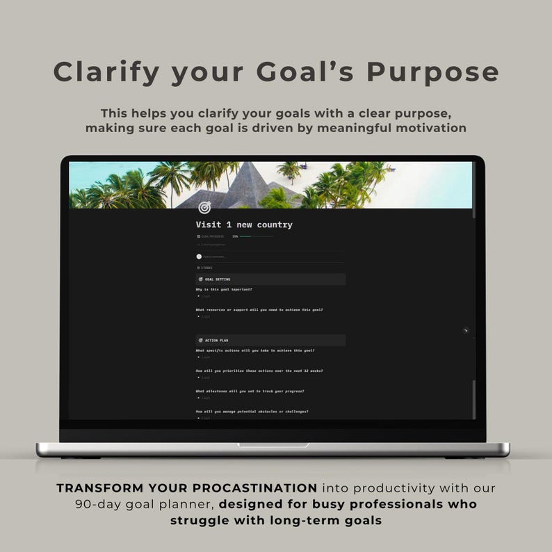Notion Goal Planner 90-day Goals Notion Template Notion Productivity ...