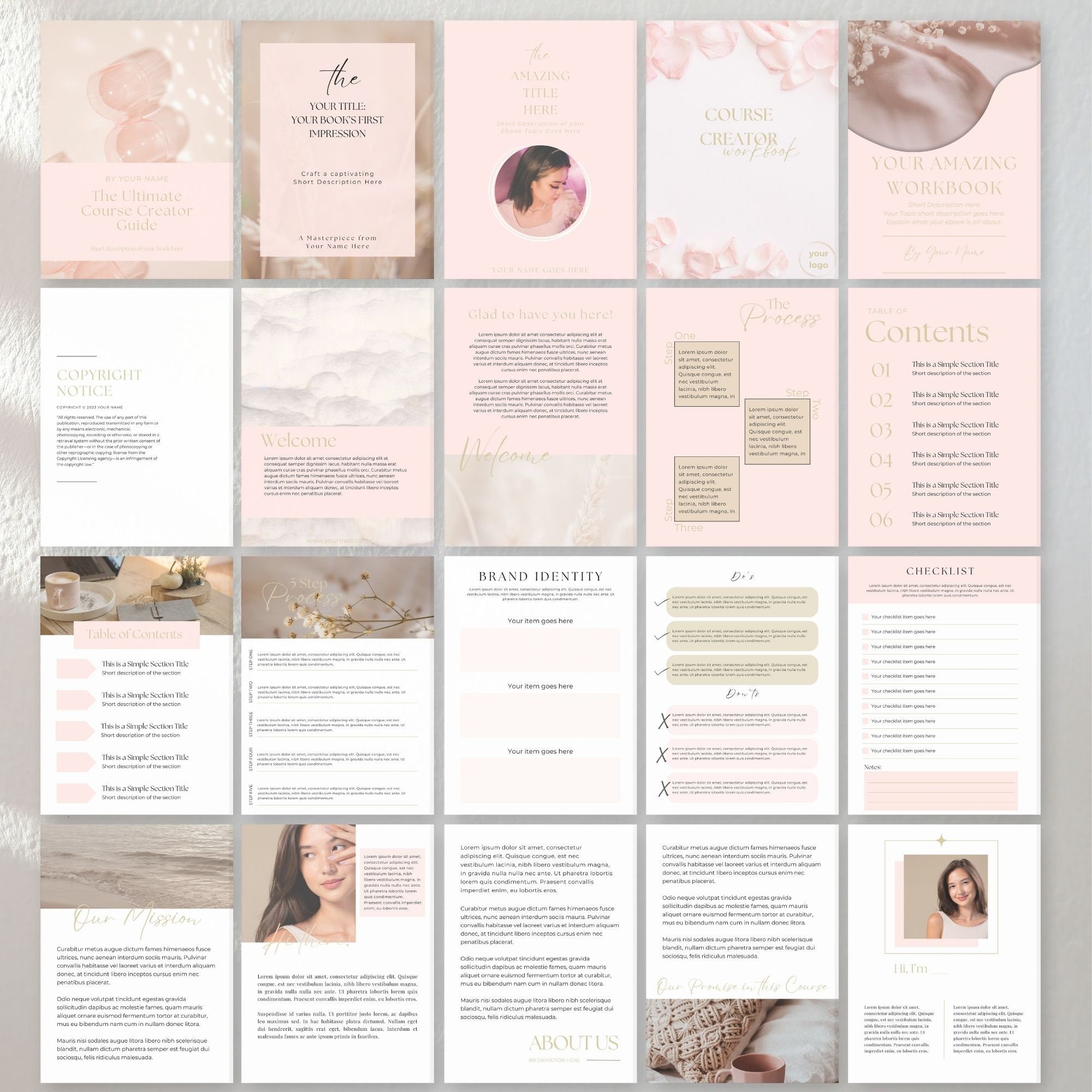 Ebook Template Canva Pink Ebook Cover Workbook Template Canva Course ...