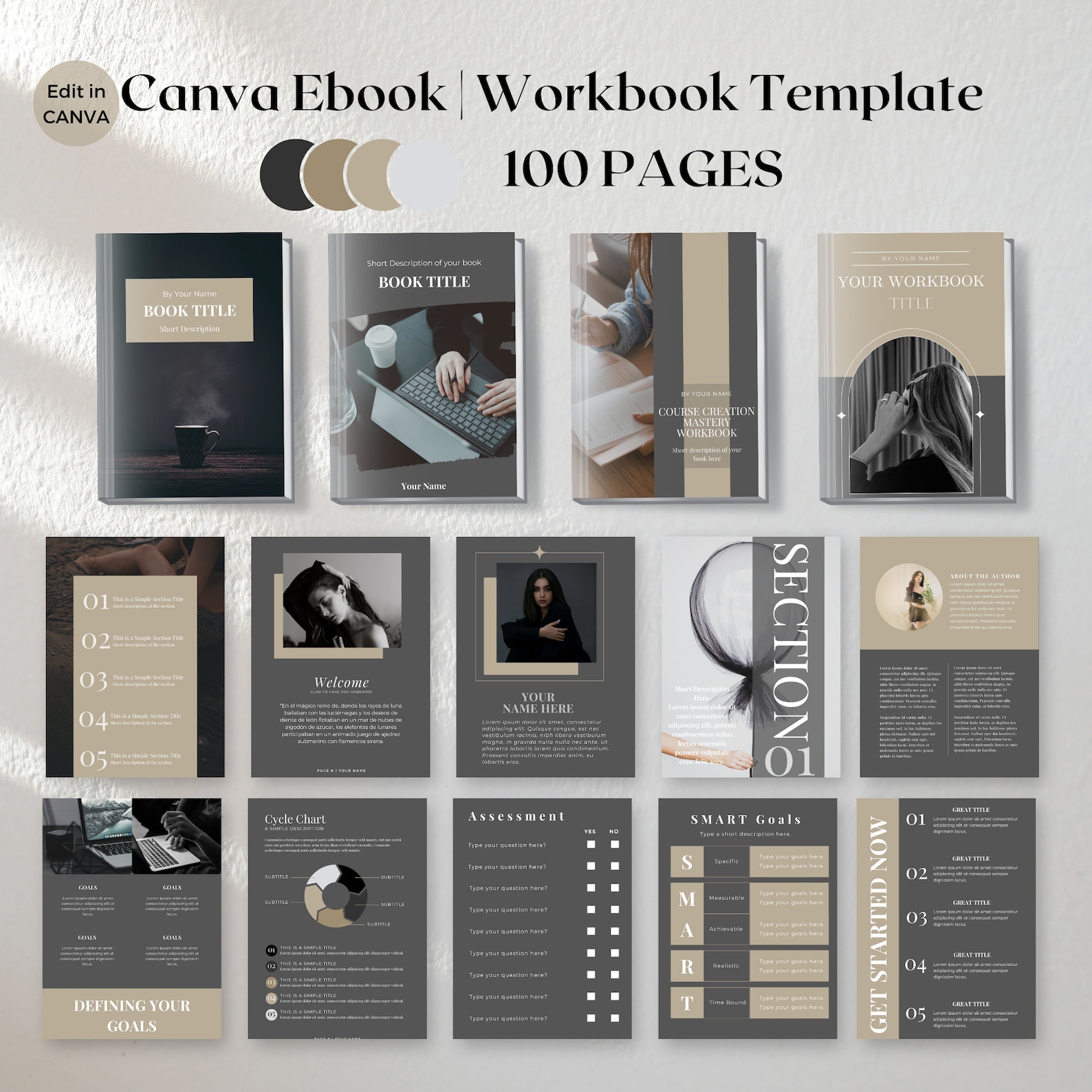 Canva Ebook Template Workbook Template Ebook Pdf Elegant Black Ebook ...