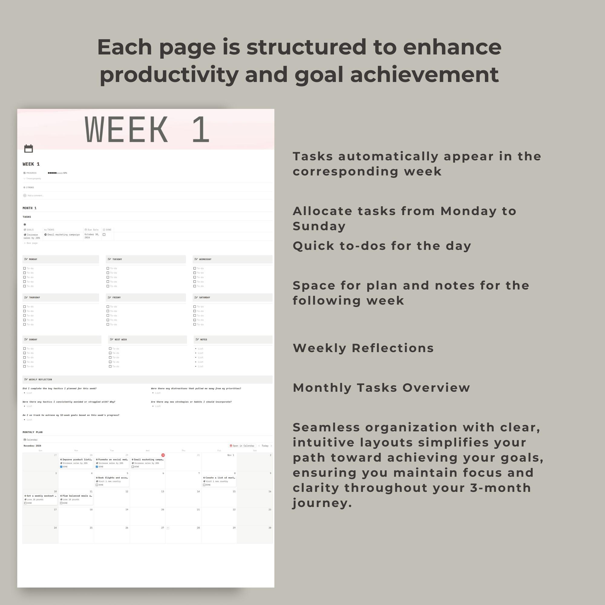 12 Week Goal Planner Notion Template Productivity Goal Tracker ...