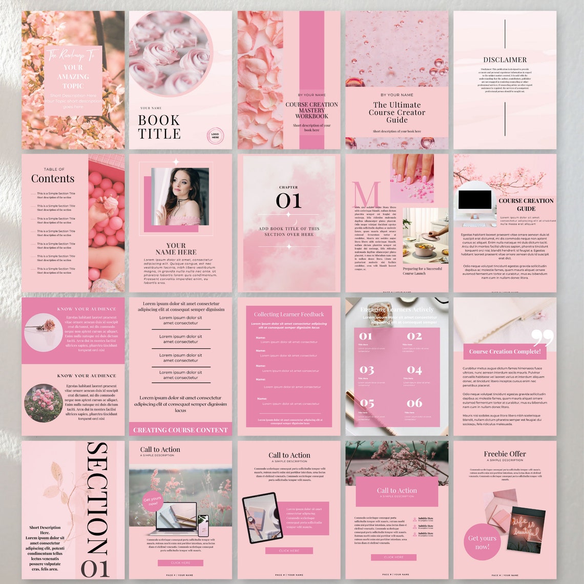Canva Ebook Template Pink Workbook Template Ebook Pdf Ebook Cover ...