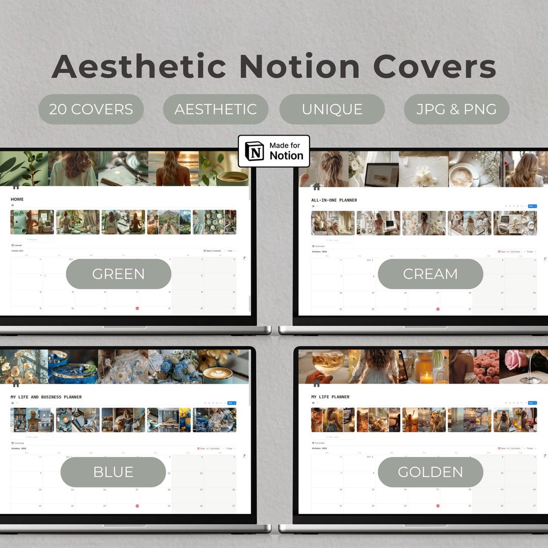 Aesthetic Notion Covers Minimalist Notion Covers PNG & JPG Boho Notion ...