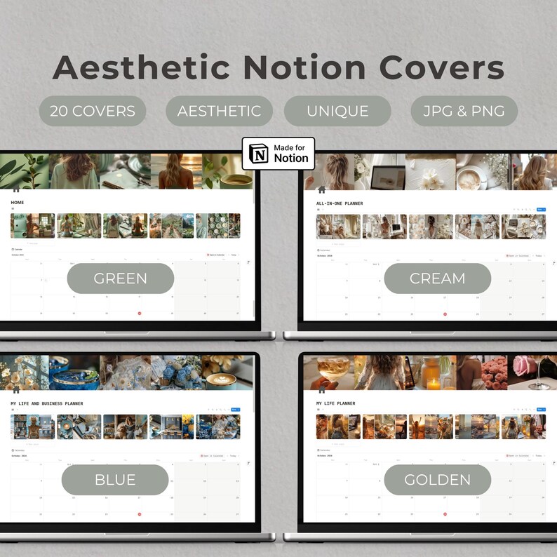 Aesthetic Notion Covers Minimalist Notion Covers PNG & JPG Boho Notion Dashboard Covers for ...