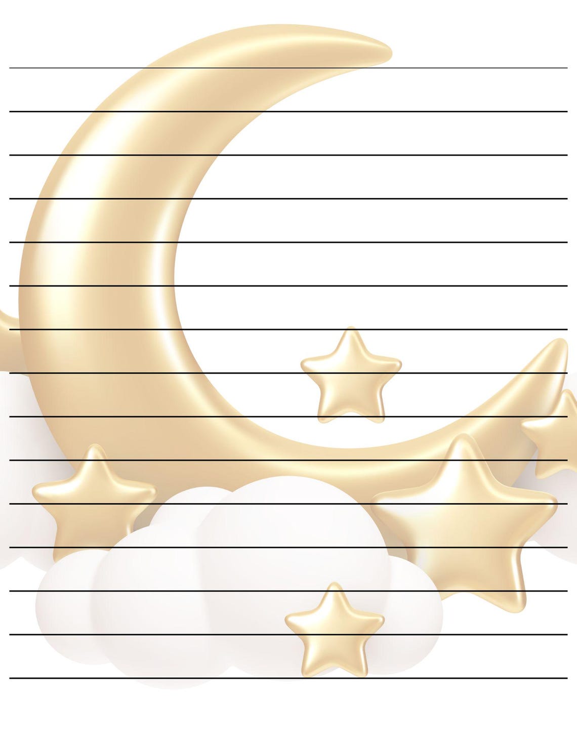 Celestial Moon & Stars Stationary Set (PNG Digital Download) - Etsy
