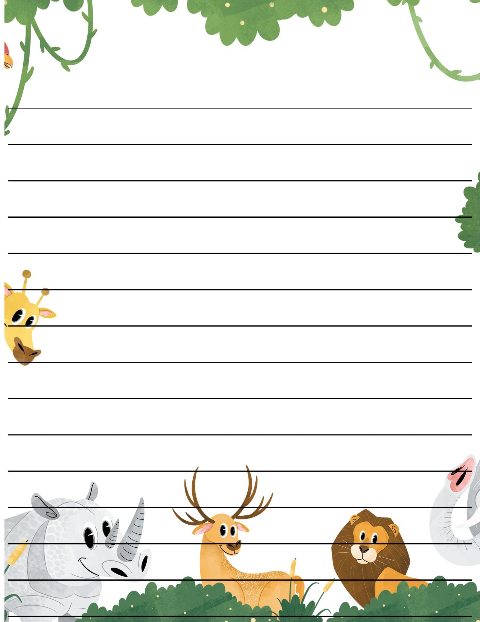 Stationary Digital Download. Animal Prints in Lines and Unlined Format ...