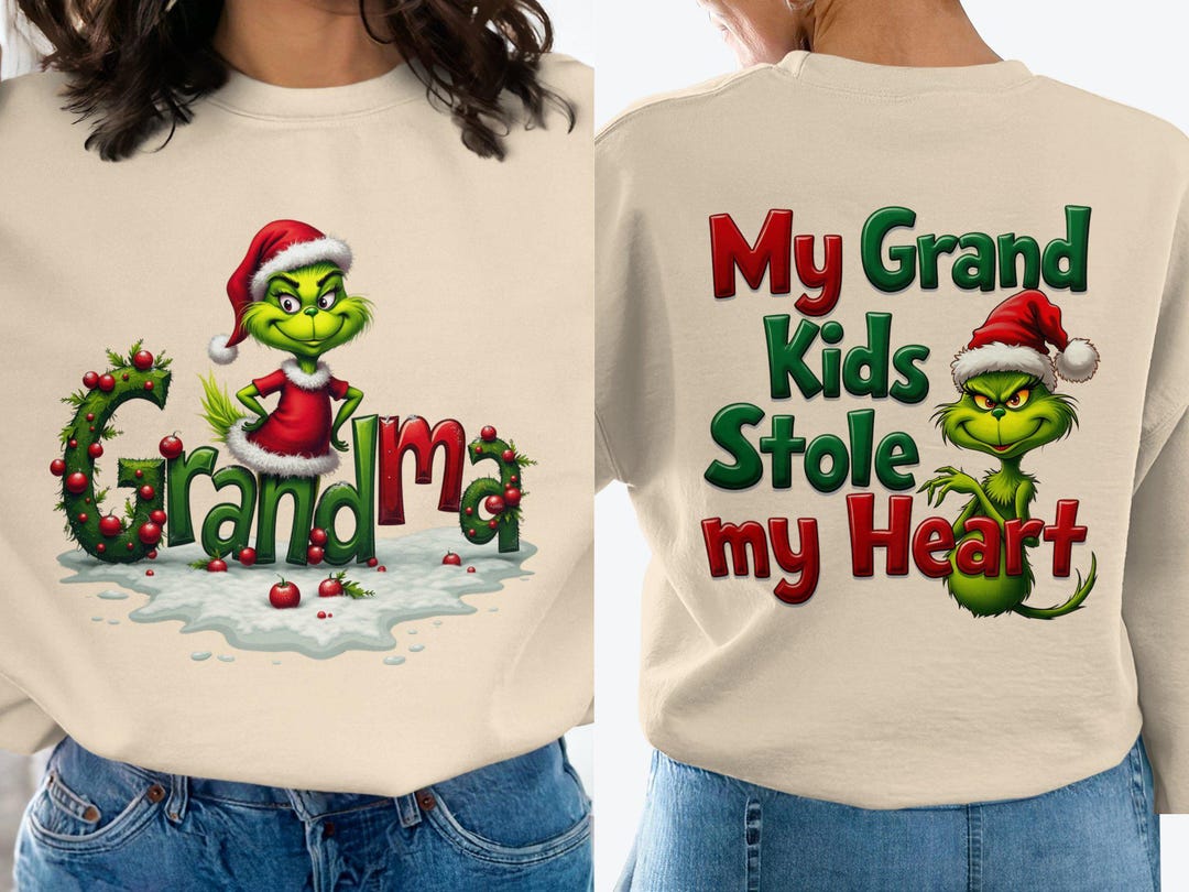 Fun Grandma Christmas Sweatshirt, Grinch Themed Holiday Shirt, Festive ...