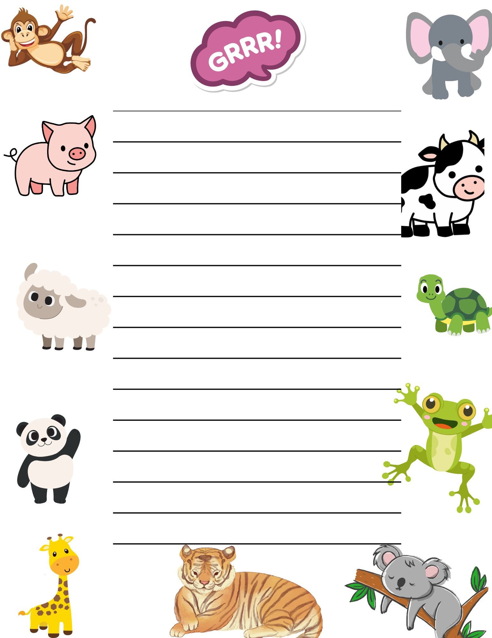 Stationary Digital Download. Animal Prints in Lines and Unlined Format ...