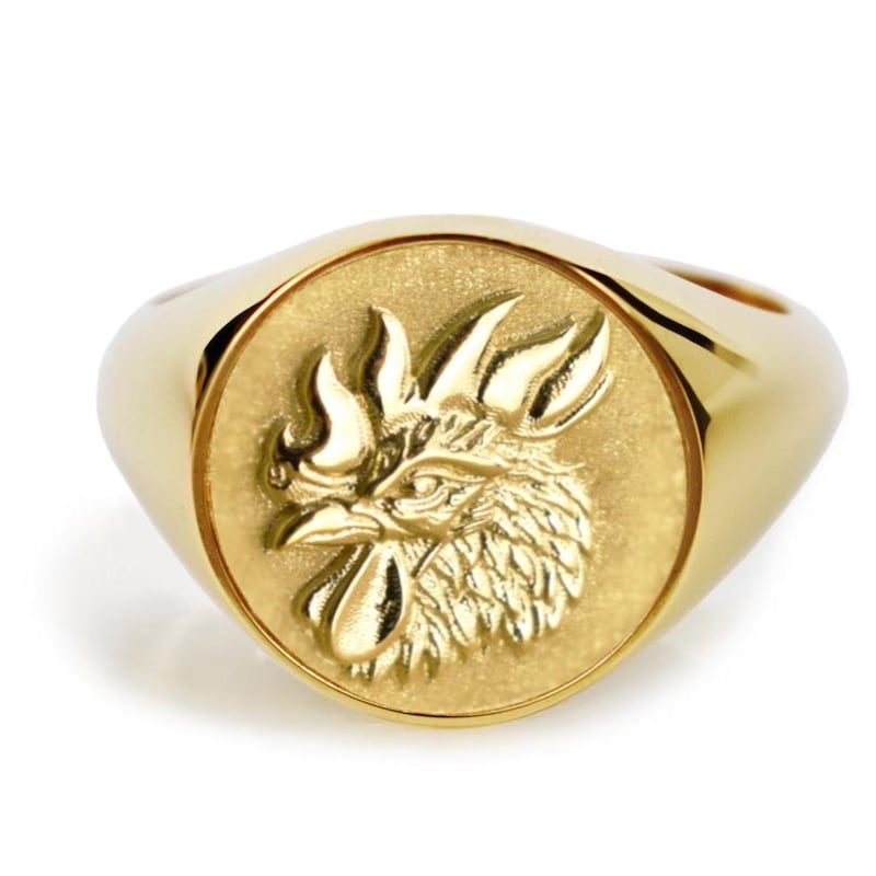 14k Gold Rooster Ring - Etsy