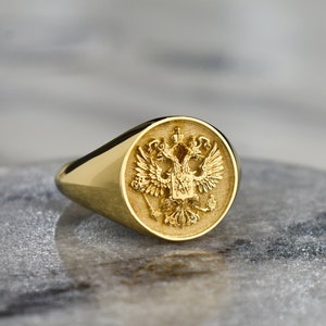 Gold Christian Orthodox Eagle Signet Ring: Byzantine Jewelry - Etsy