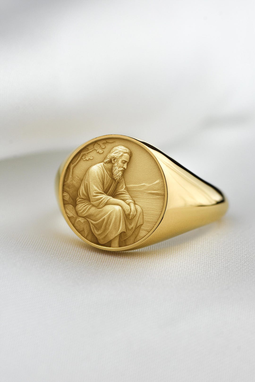 Heraclitus Signet Ring, 14K Gold Philosopher Ring, Ancient Thinker ...