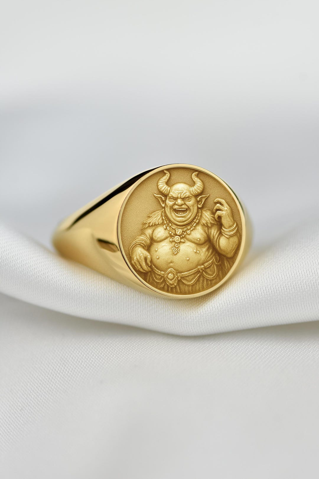 Mammon Signet Ring, 14K Gold Demon Ring, Occult Creature Jewelry ...