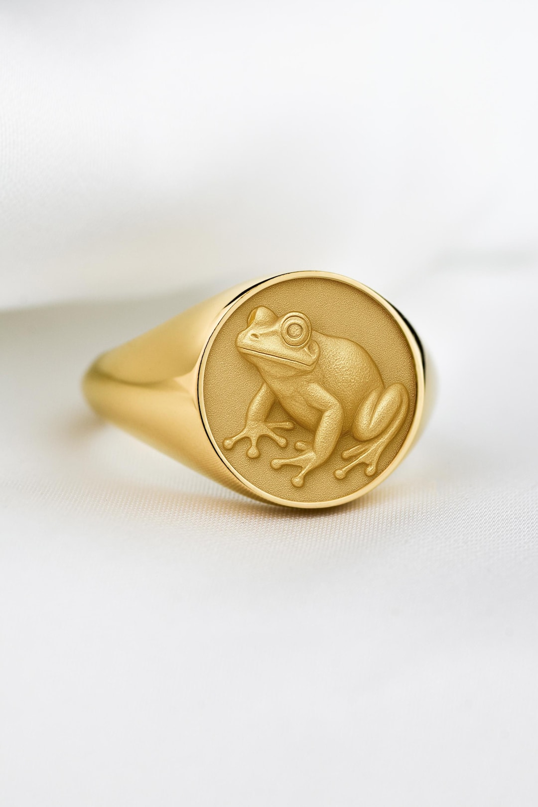Frog Signet Ring, 14K Gold Nature Ring, Animal Jewelry, Amphibian ...