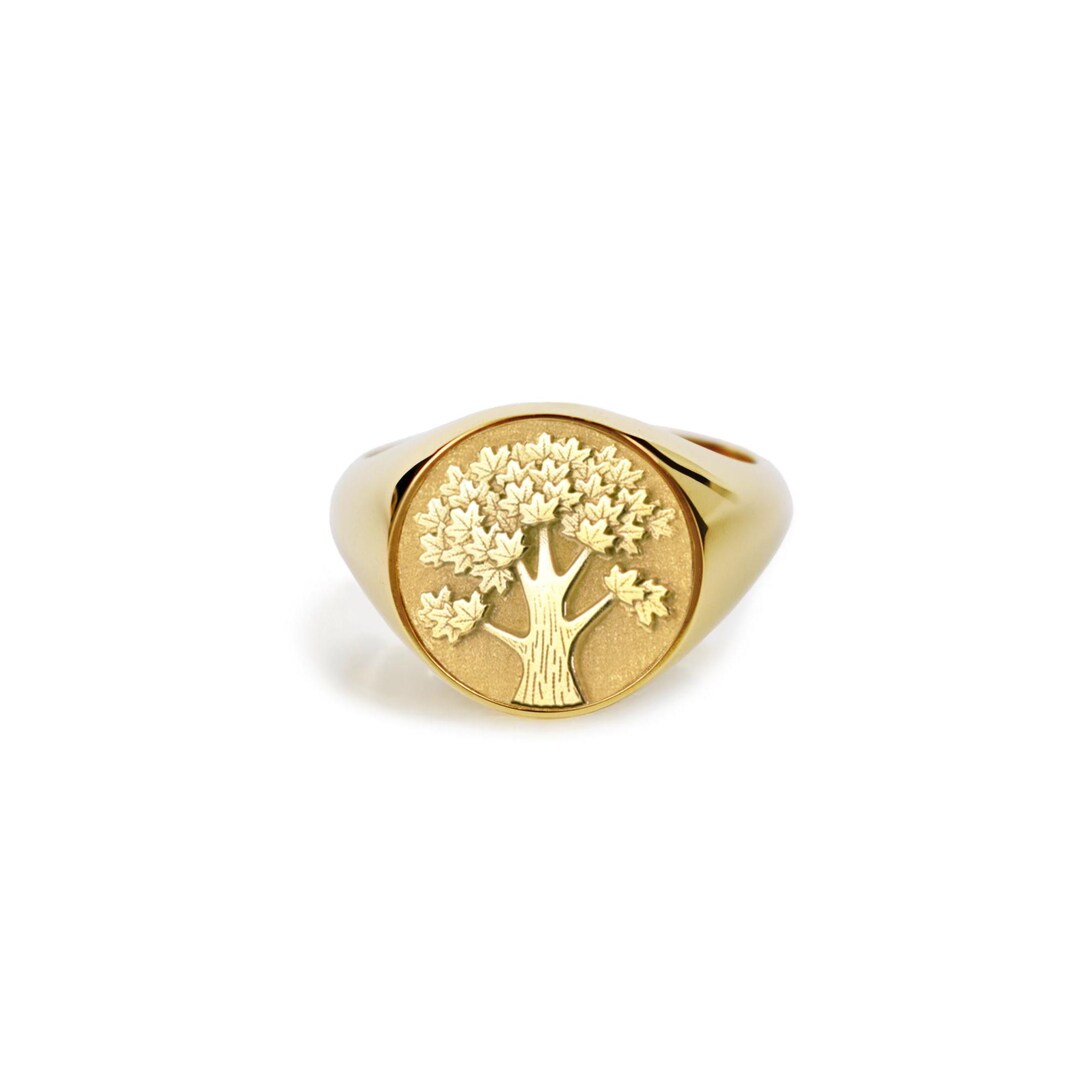 14K Gold Tree of Life Signet Ring: Family Jewelry - Etsy