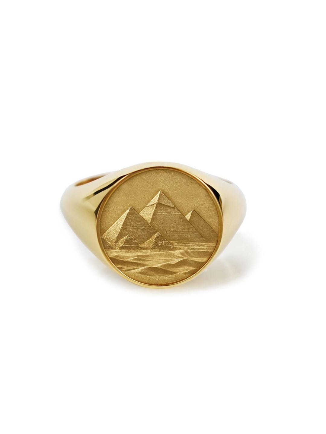 14K Gold Egyptian Pyramid Signet Ring, Giza Jewelry - Etsy