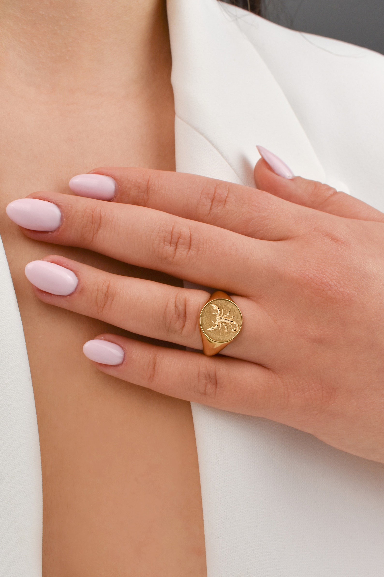 14K Gold Scorpion Signet Ring: Personalized Zodiac Jewelry - Etsy