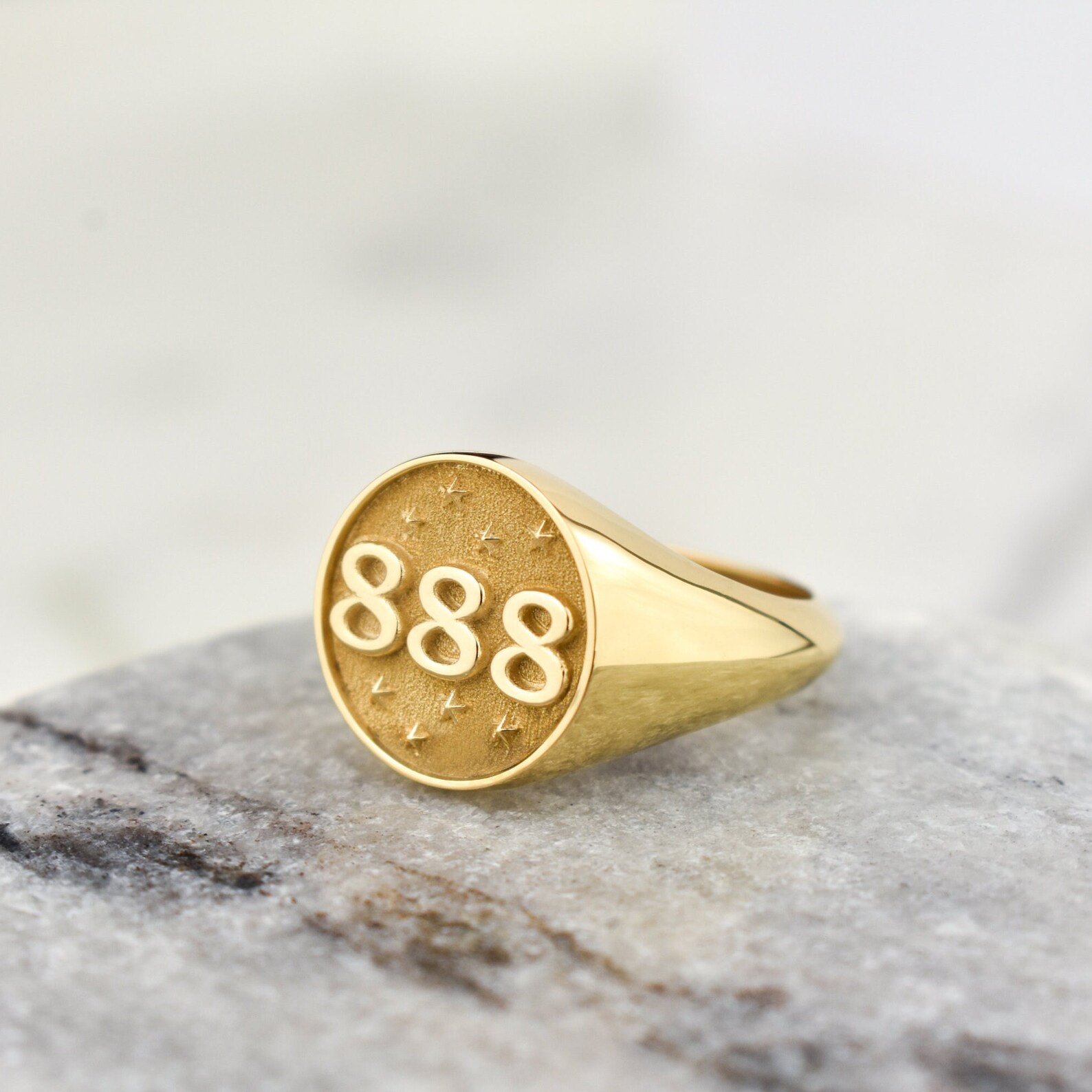 14K Gold 888 Angel Number Signet Ring: Abundance Jewelry - Etsy