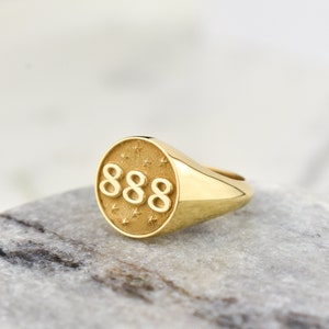 14K Gold 888 Angel Number Signet Ring: Abundance Jewelry - Etsy
