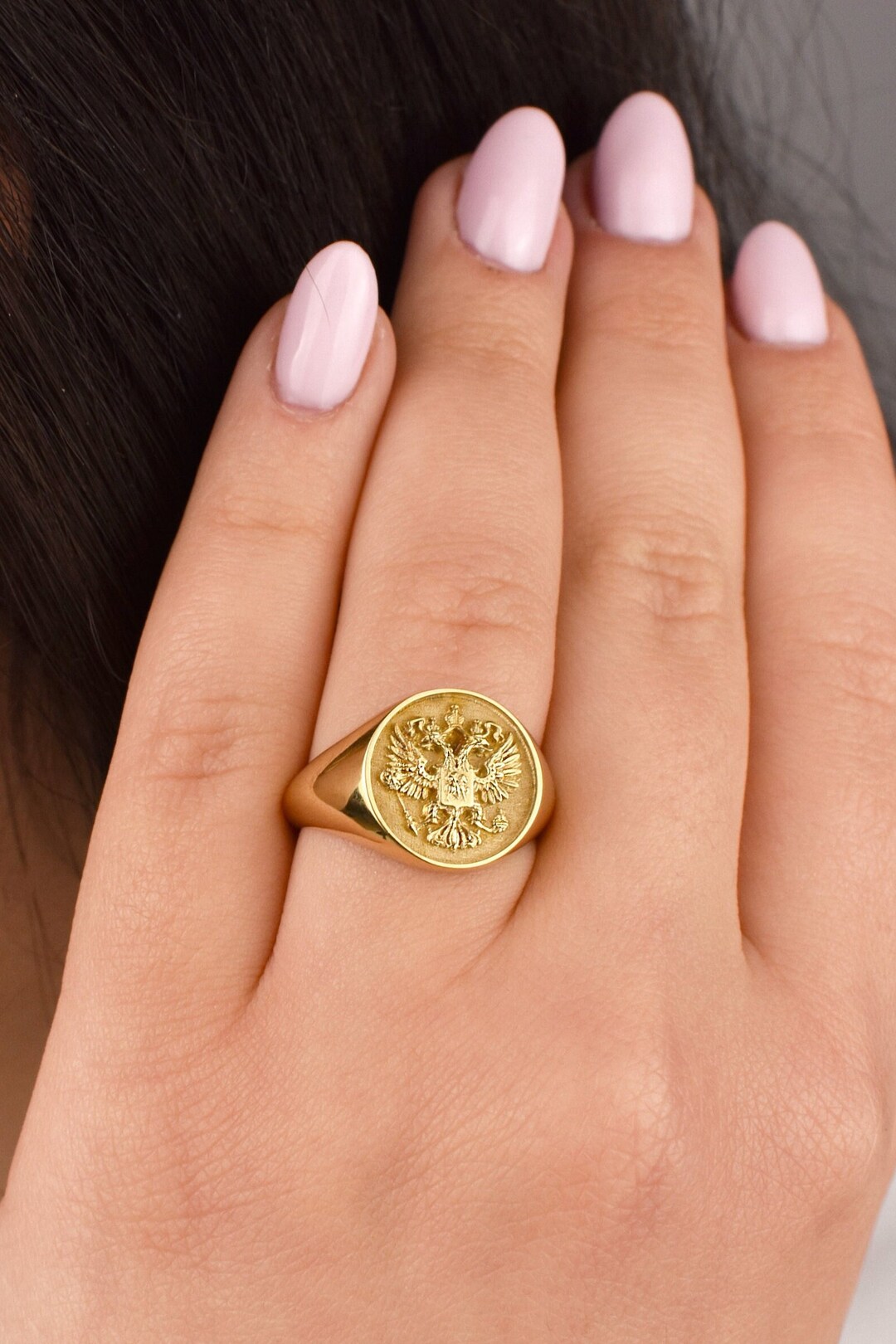 Gold Christian Orthodox Eagle Signet Ring: Byzantine Jewelry - Etsy
