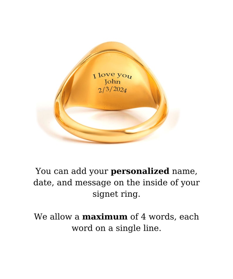 14K Real Solid Gold Wolf Signet Ring, Gold Engraved Wolf Animal Ring, Personalized Wild Animal ...