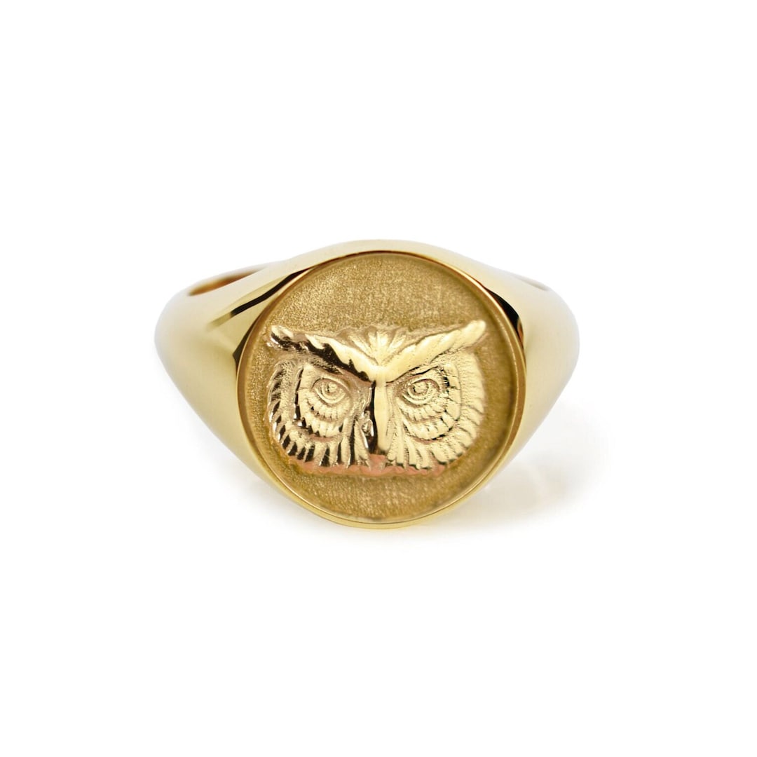 Gold Owl Signet Ring, Cute Owl Bird Ring, Owl Ring Women, Magic Owl ...