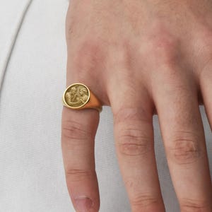 Theseus and Ariadne Signet Ring, 14K Gold Mythology Ring, Greek Jewelry ...