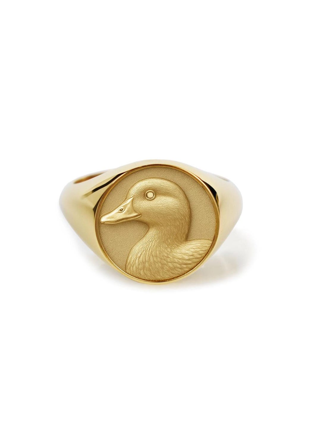 14K Gold Goose Signet Ring, Animal Jewelry - Etsy