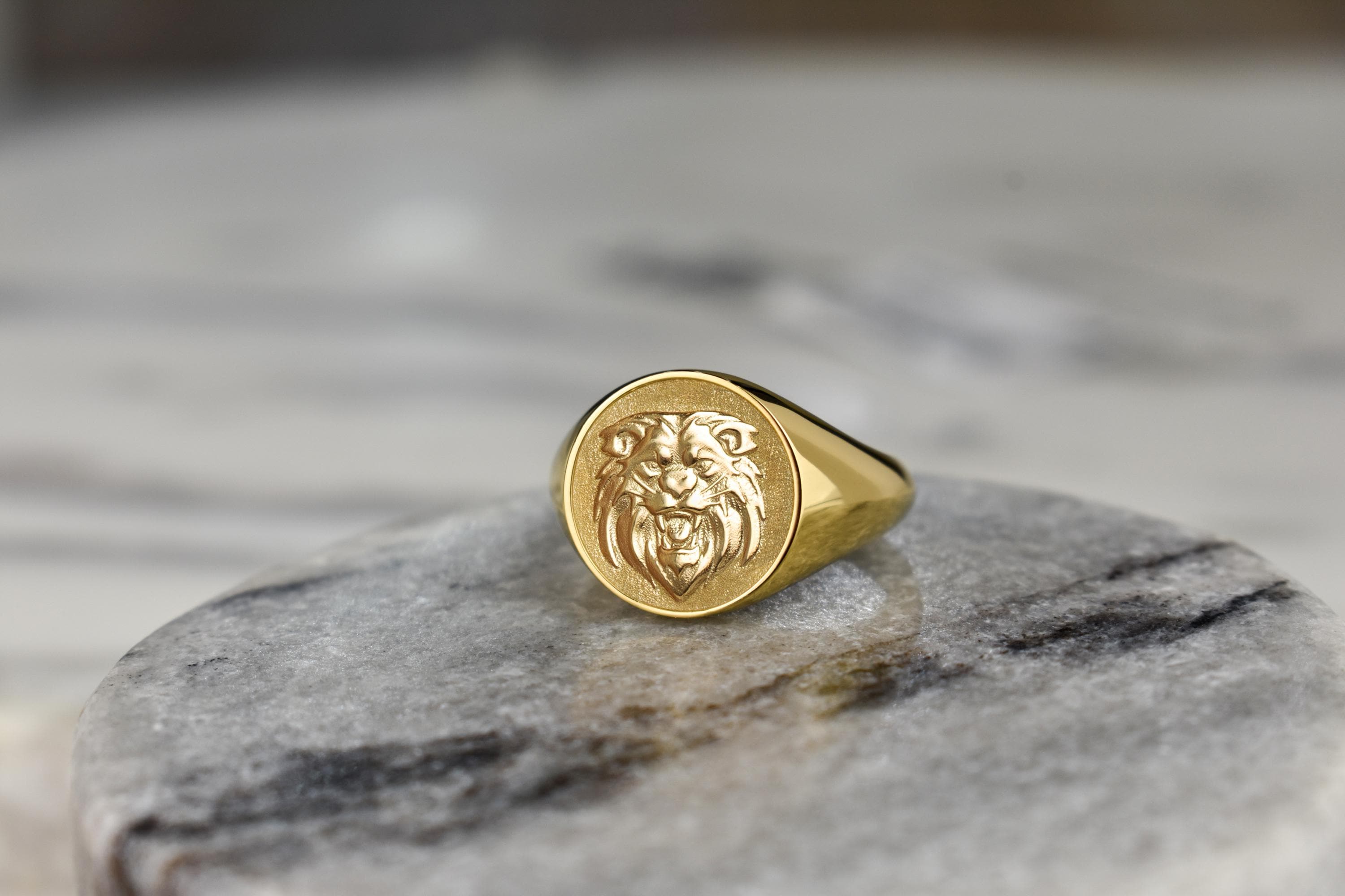 14K Gold Lion Signet Ring: Leo Zodiac Jewelry - Etsy