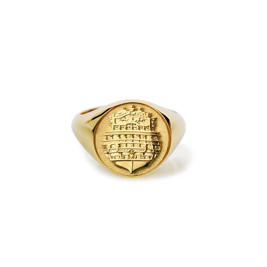 14K Solid Gold Noahs Ark Signet Ring, Biblical Boat Amulet, Religious ...