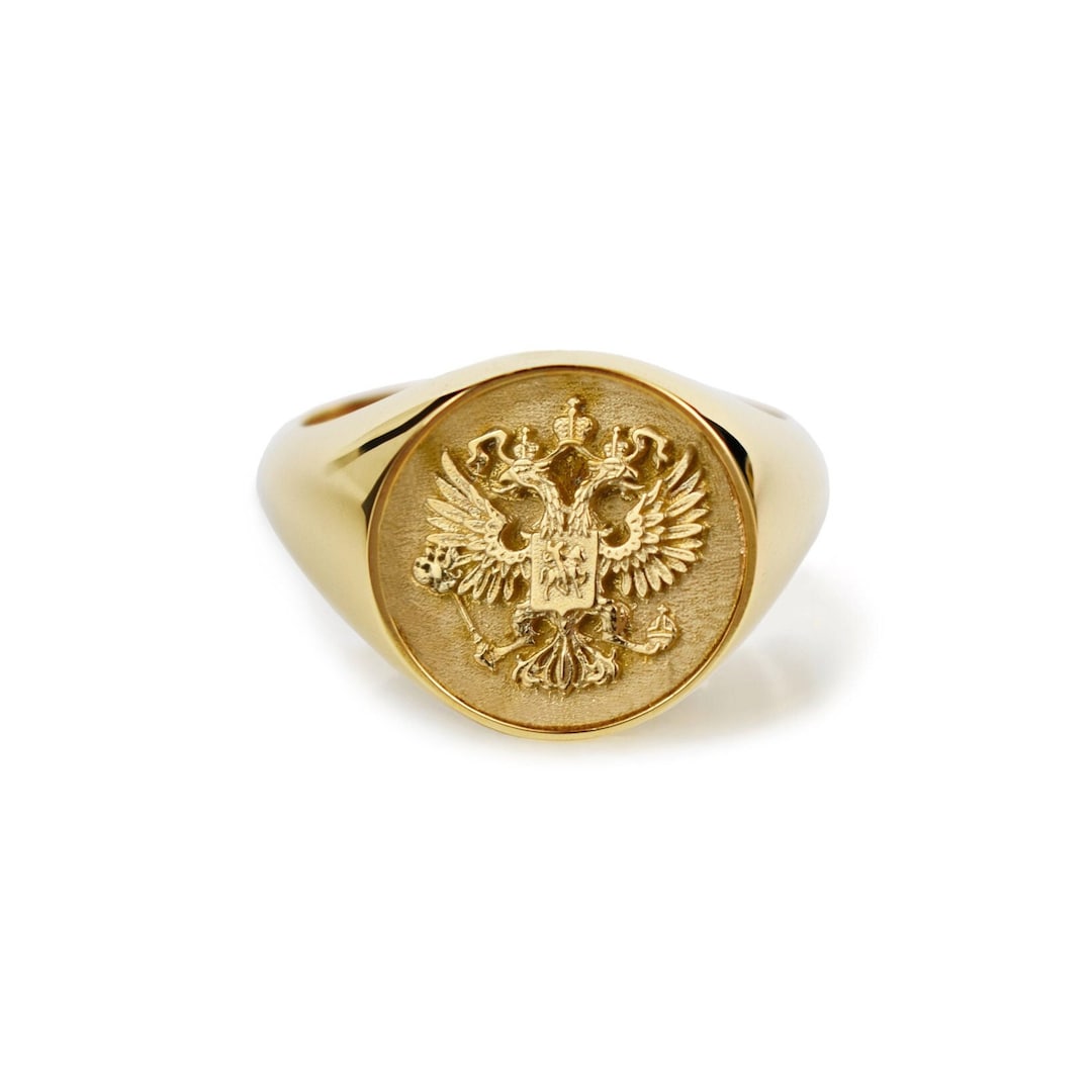 Gold Christian Orthodox Eagle Signet Ring, Byzantine Eagle Ring, Two ...
